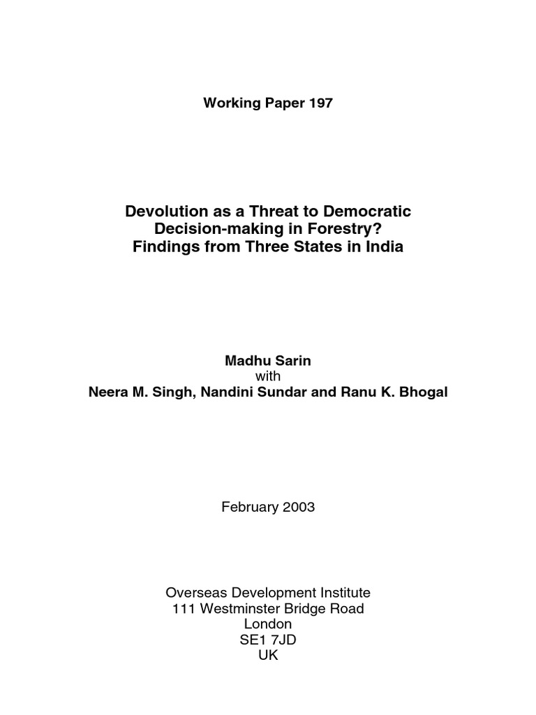Devolution As A Threat To Democratic Dec | PDF