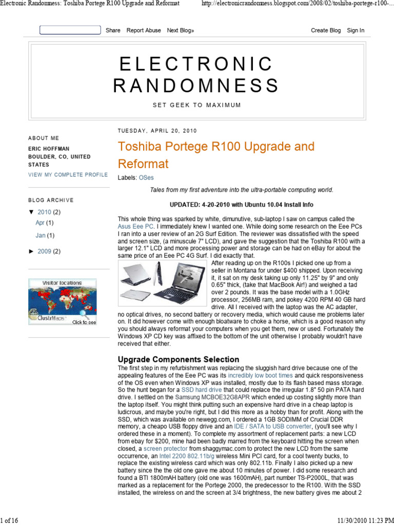 Toshiba Portege R100 Upgrades | PDF | Booting | Floppy Disk