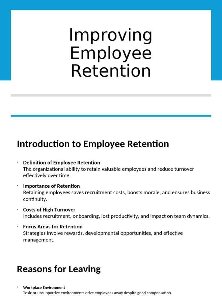Improving Employee Retention | PDF | Employee Retention | Turnover (Employment)