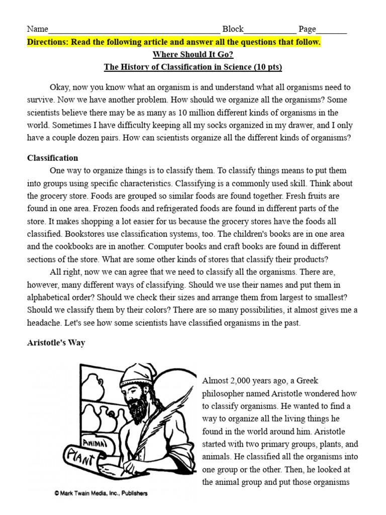 Where Should It Go Classification Packet No Naming | PDF | Taxonomy ...