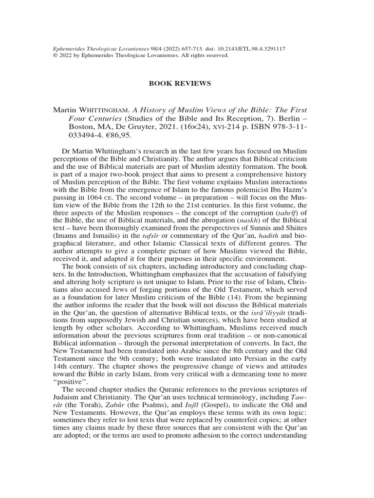 Muslim Perspectives on the Bible History | PDF | Bible | Quran