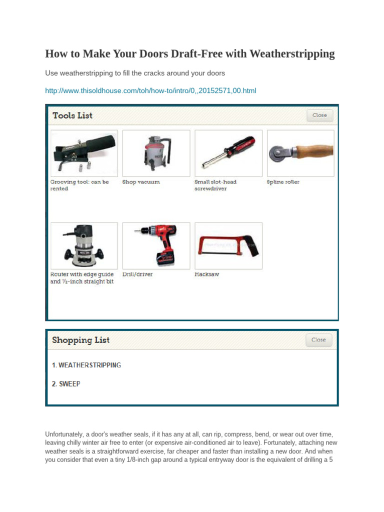 How To Make Your Doors Draft Free | PDF | Door