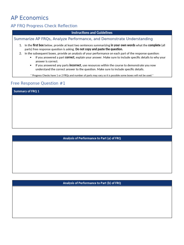 Ap FRQ Progress Check Reflection | PDF