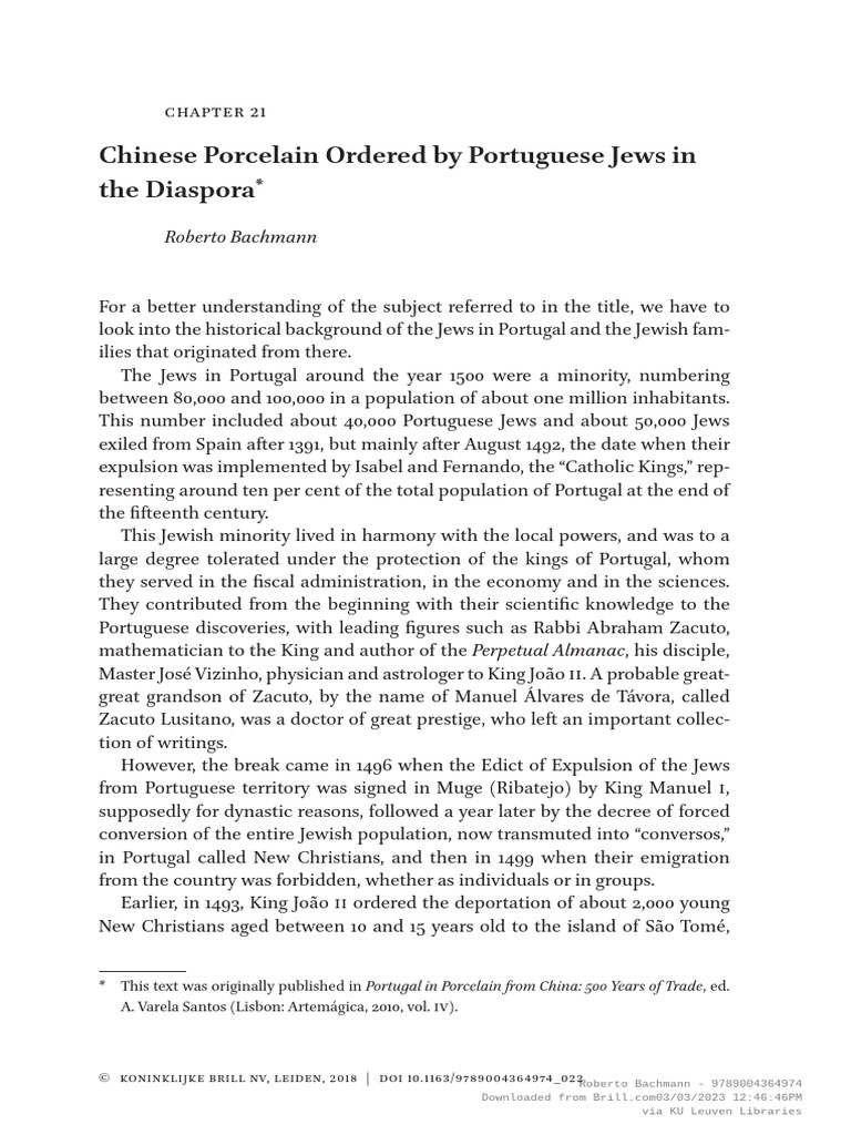 Chinese Porcelain Ordered by Portuguese Jews in the Diaspora | PDF ...