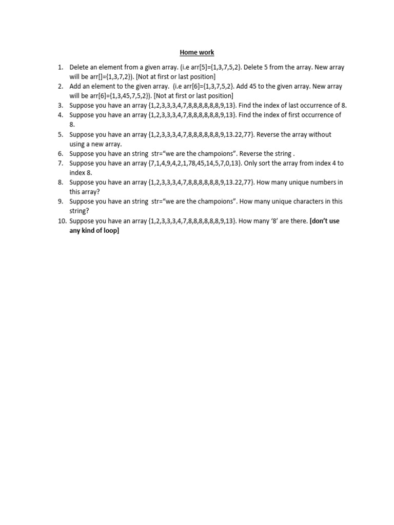 Array and String Manipulation Tasks | PDF