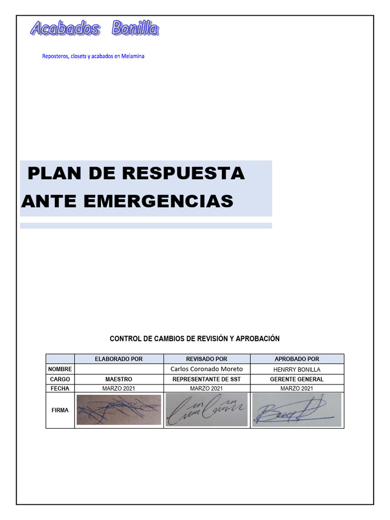 AB.SST. 02. Rev 0 Plan de Emergencia | PDF | Primeros auxilios | Bombero