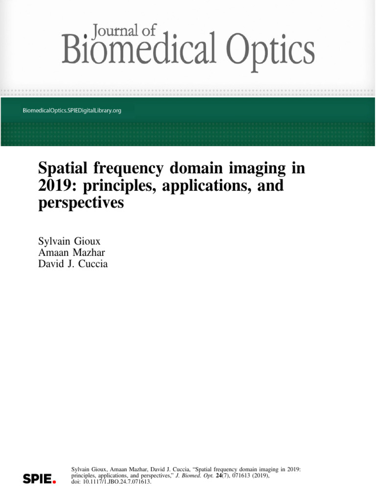 2019 - Spatial Frequency Domain Imaging in 2019 ...