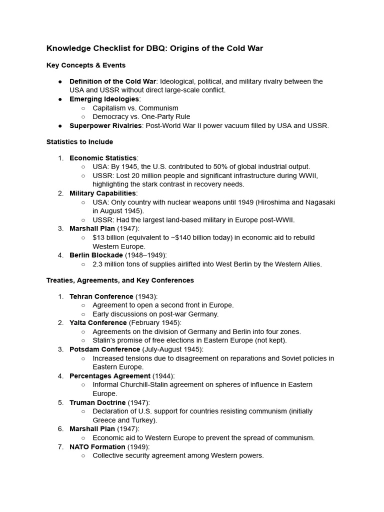 Notes Cold War | PDF | Cold War | Soviet Union