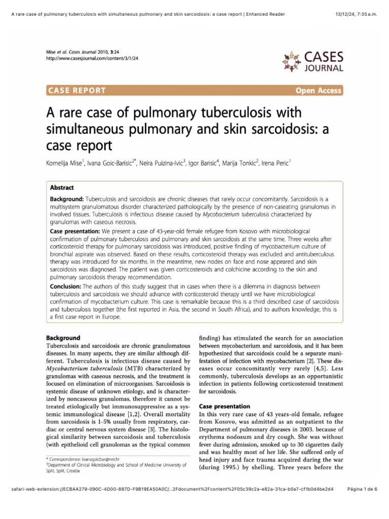 A Rare Case of Pulmonary Tuberculosis With Simultaneous Pulmonary and ...