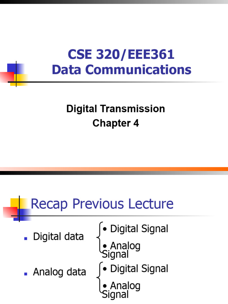 4 Ch4 Digital Transmission | PDF | Digital Signal | Data Transmission