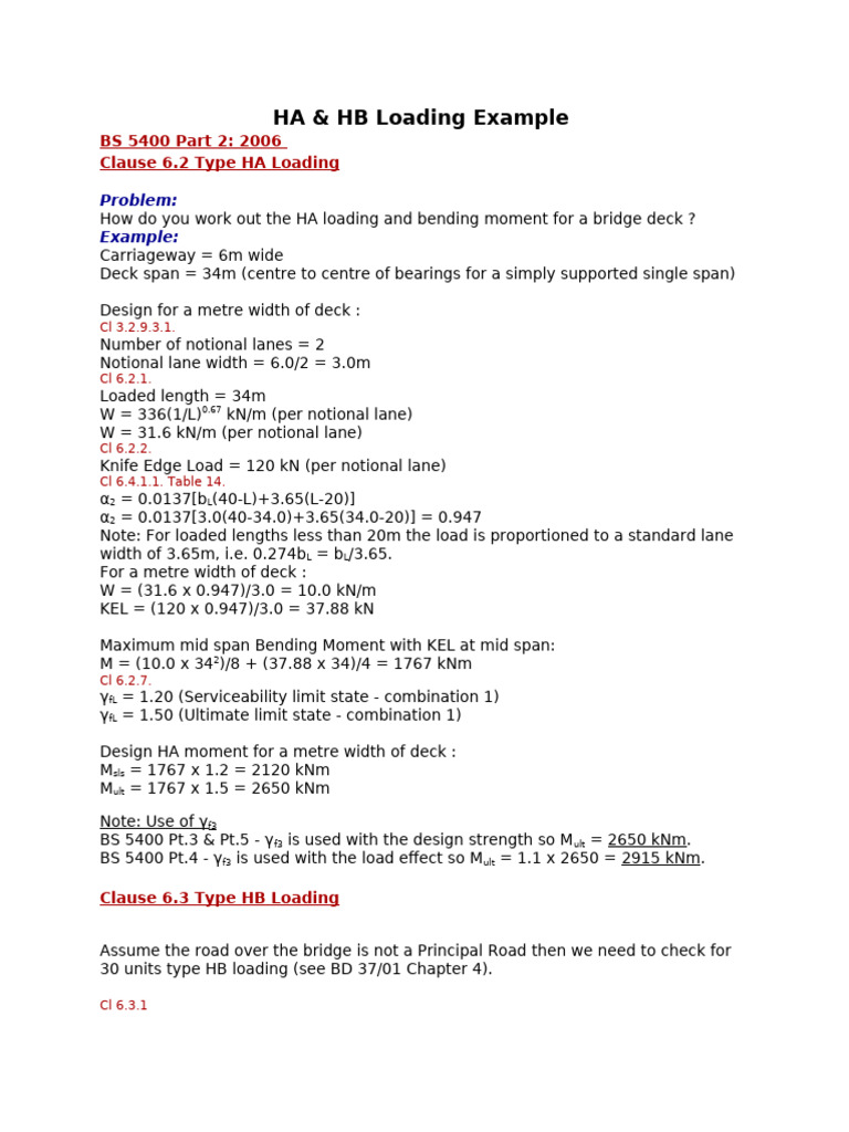 HA & HB Loading in Bridge Design | PDF | Bridge