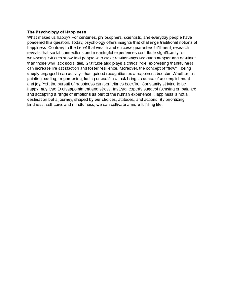 The Psychology of Happiness | PDF