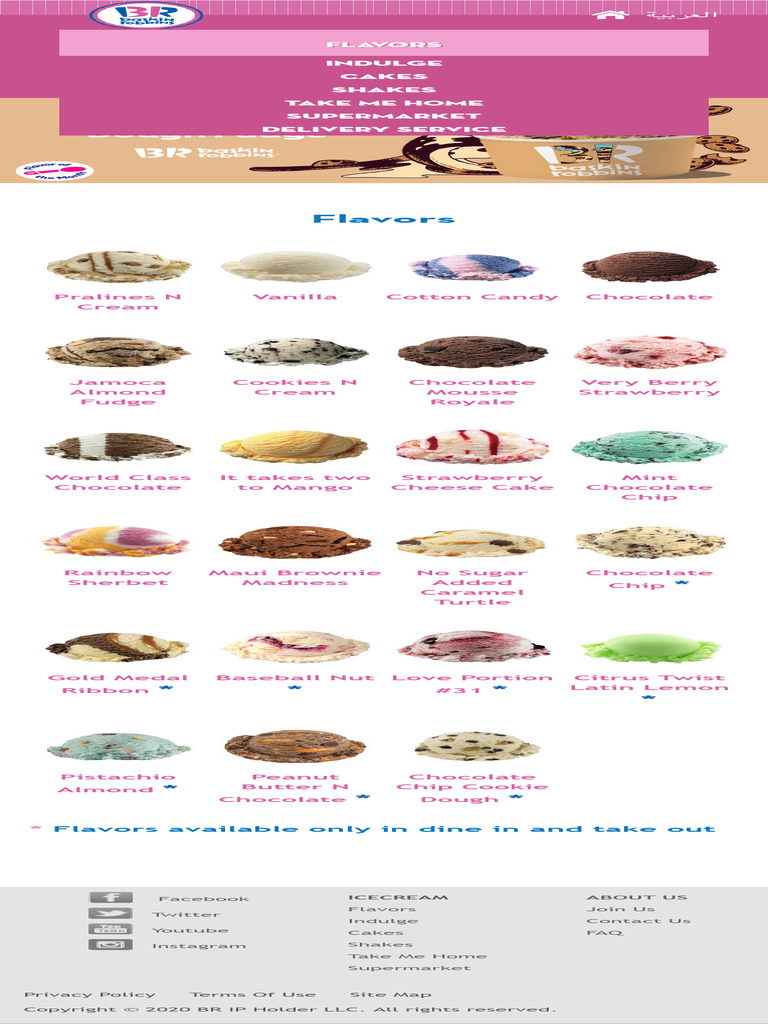 Baskin-Robbins Flavor List | PDF