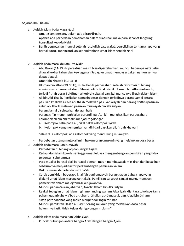 AA Sejarah Ilmu Kalam | PDF