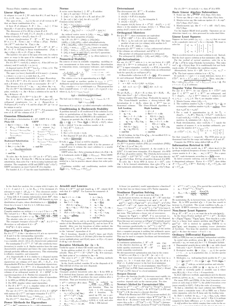 Cs421 Cheat Sheet | PDF | Eigenvalues And Eigenvectors | Algorithms