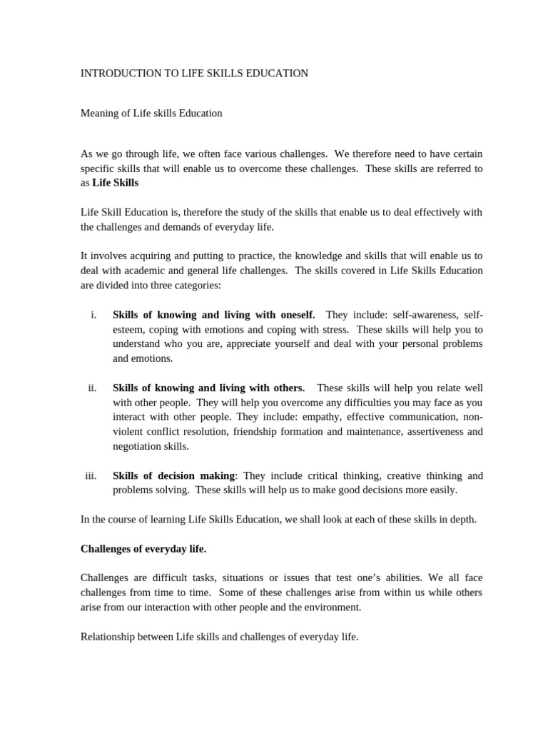 Lifeskills Kist Notes | PDF | Self Esteem | Luteinizing Hormone