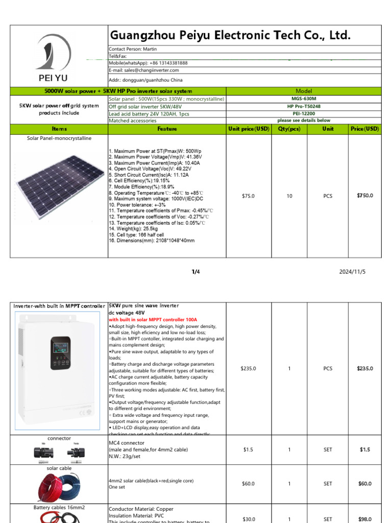 5KW Off-Grid Solar Power System | PDF | Photovoltaic System | Power Inverter