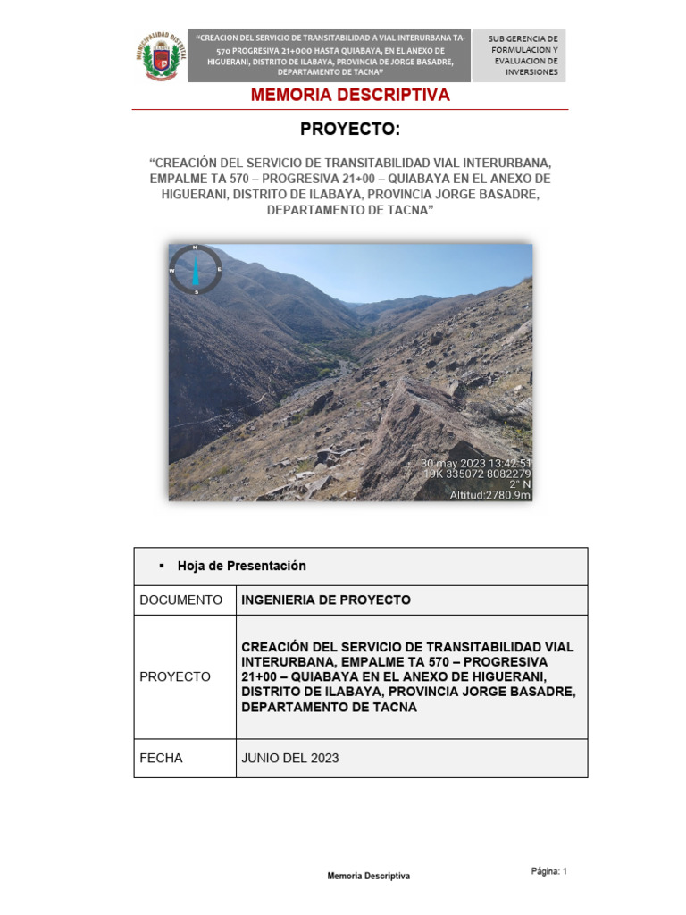 Memoria Descriptiva Trocha Quiabaya | PDF | Hormigón