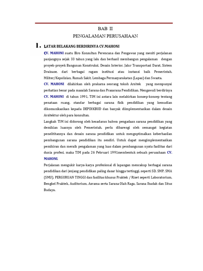 Bab II Pengalaman Perusahaan | PDF