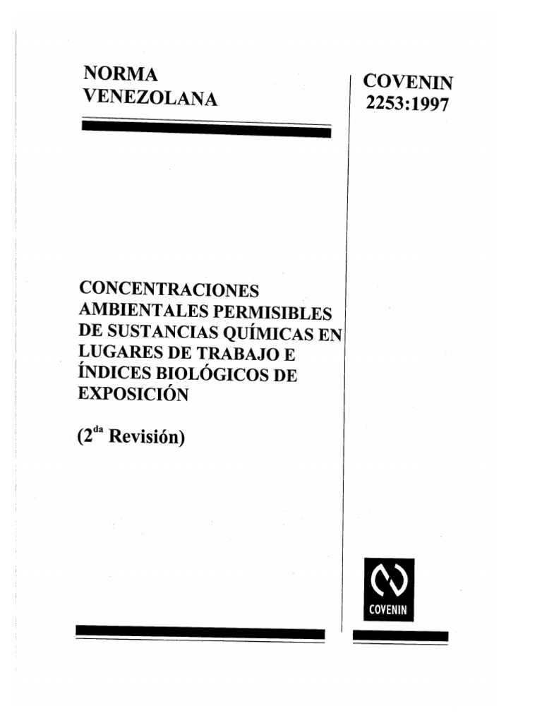 COVENIN 2253-97 (Concentraciones Ambientales de Sustancias Quimicas) | PDF