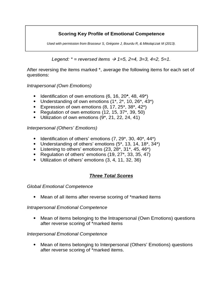PEC Scoring Key | PDF