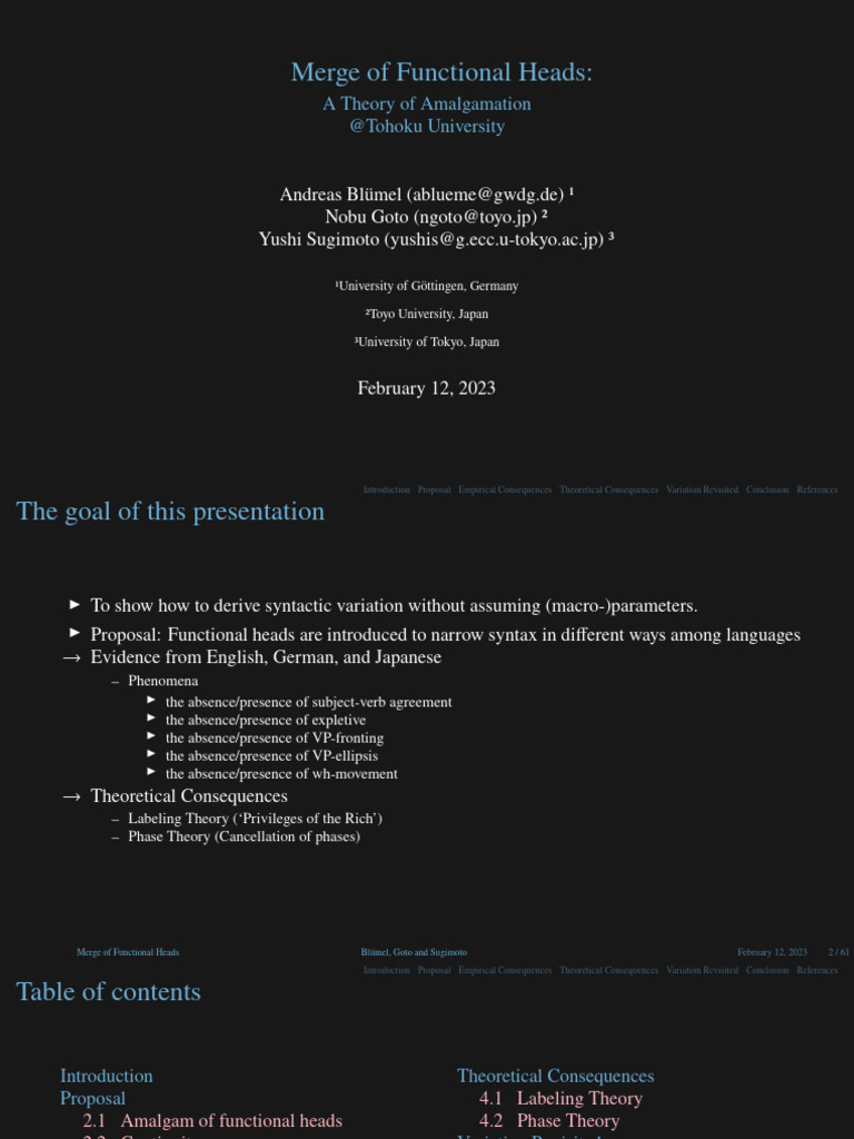Merge of Functional Heads Tohoku | PDF | Syntax | Human Communication