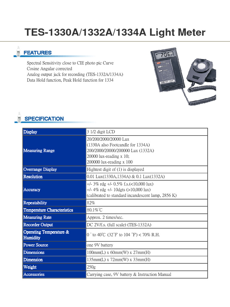 Tes - 1330a - Luxometro Bueno | PDF