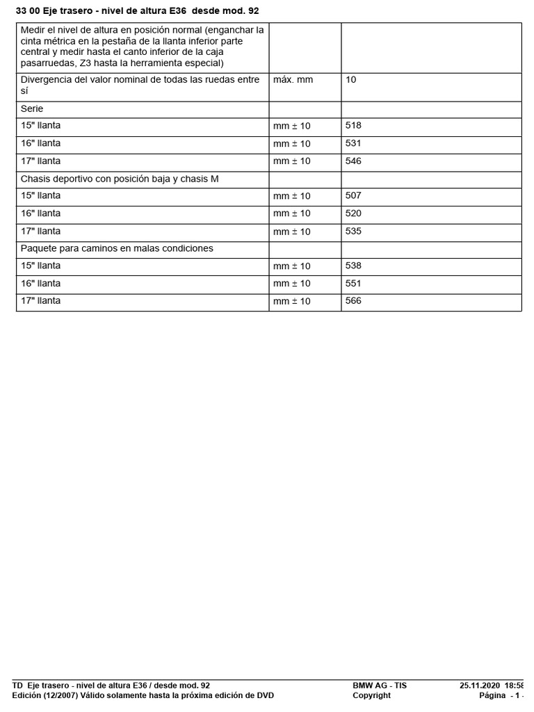 Eje Trasero-Nivel Altura E36 | PDF