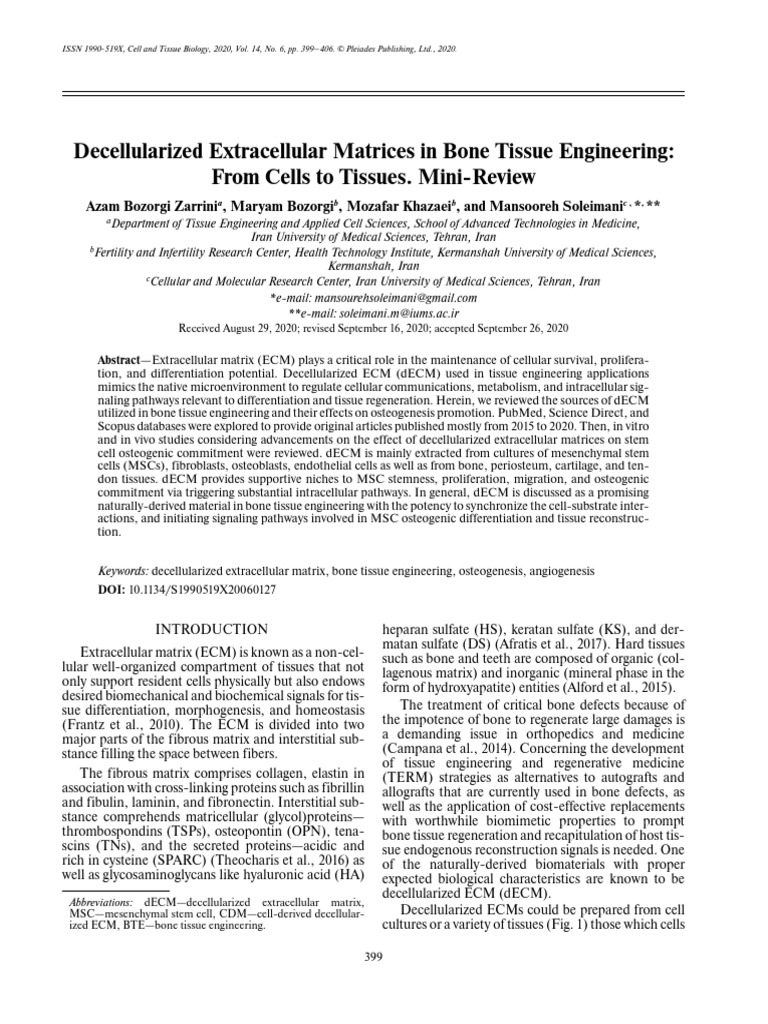 Decellularized Extracellular Matrices | PDF | Extracellular Matrix ...