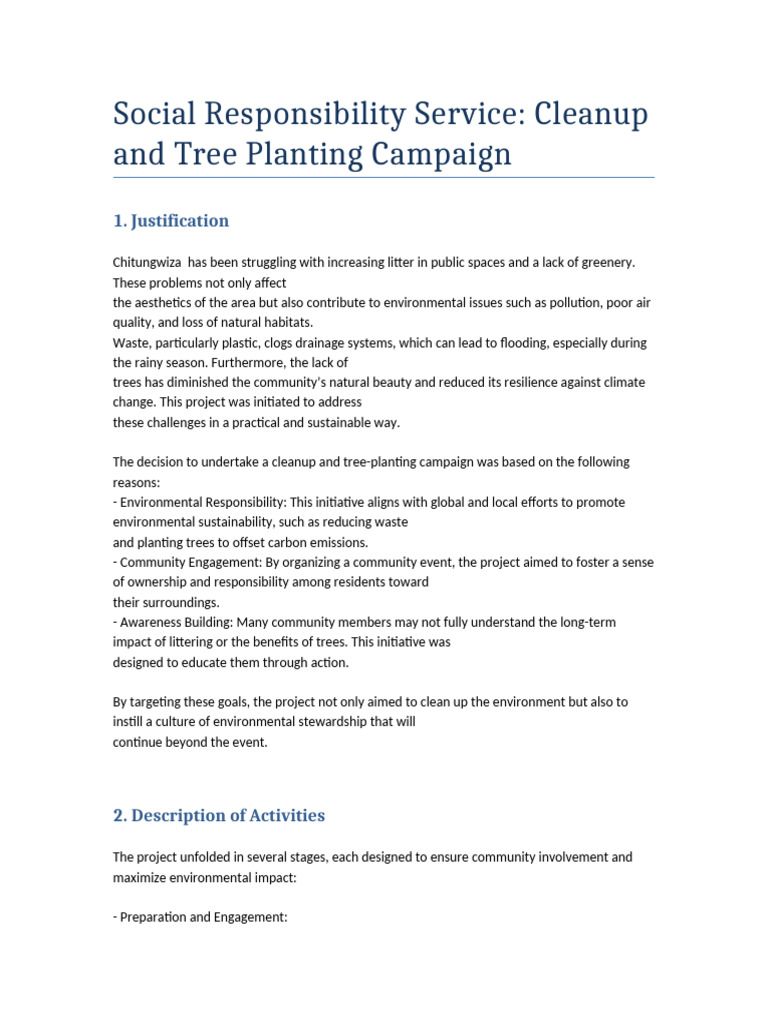 Social_Responsibility_Service_Writeup | PDF | Sustainability | Waste