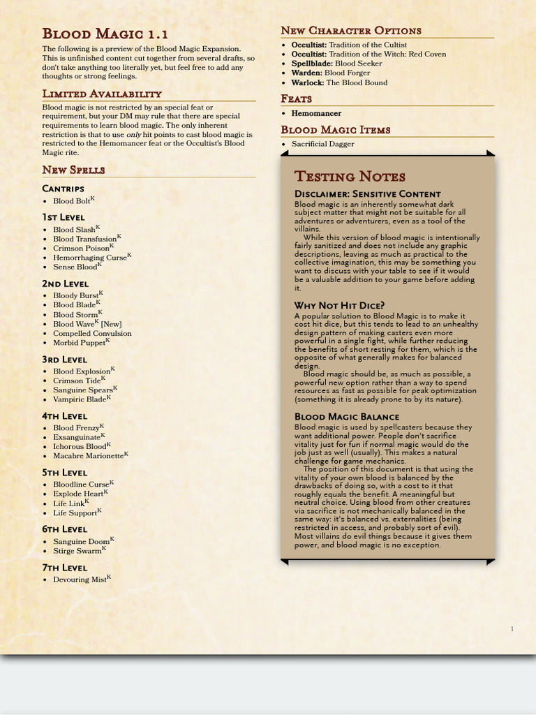 The Blood Magic Expansion - GM Binder | PDF | Magician (Fantasy ...