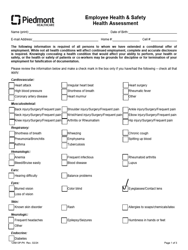 New Hire PEP Packet - Fillable Forms - 5.1.24 | PDF | Tuberculosis ...