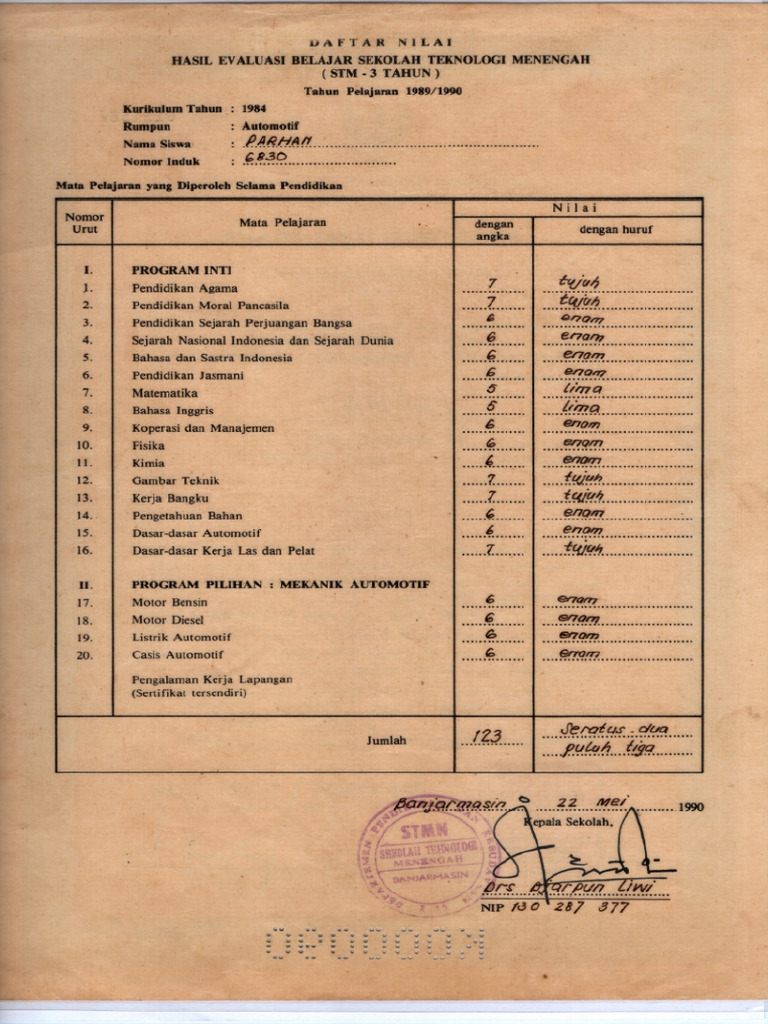 Daftar Nilai - Parhan - 11zon | PDF