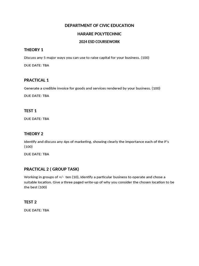 2024 ESD Coursework Overview | PDF