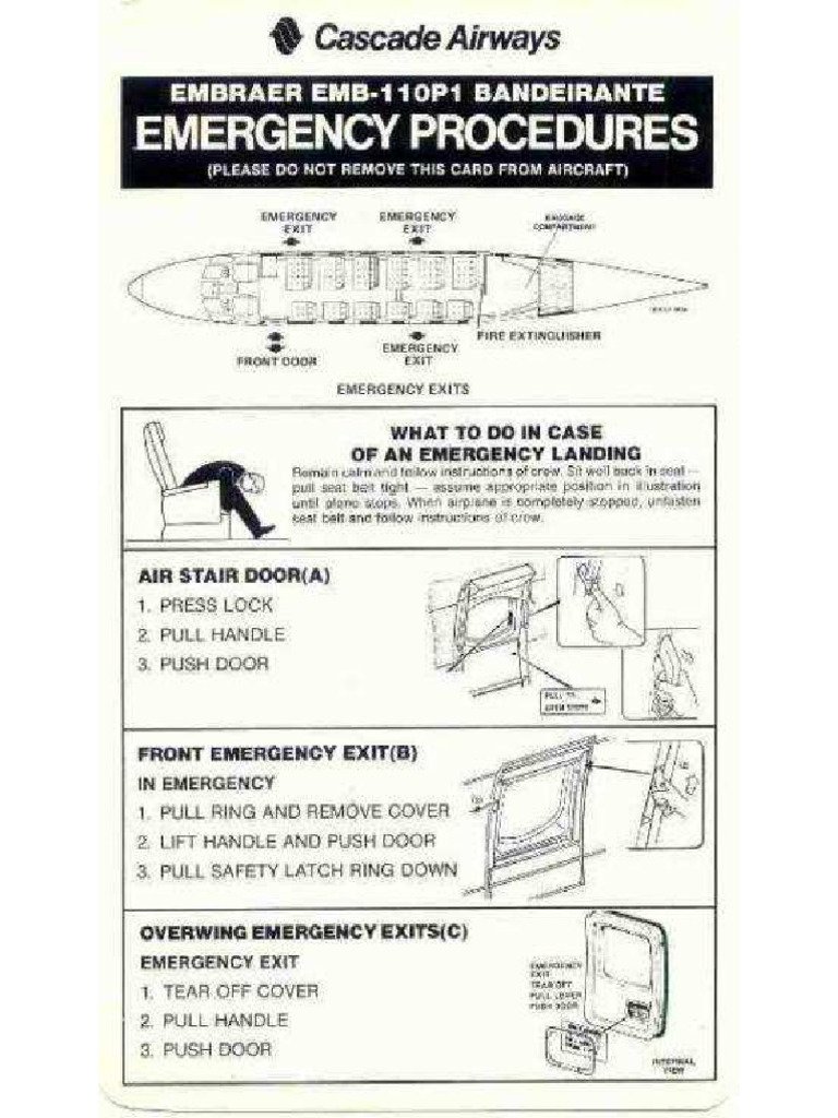 EMB 110 Safety Card PDF | PDF