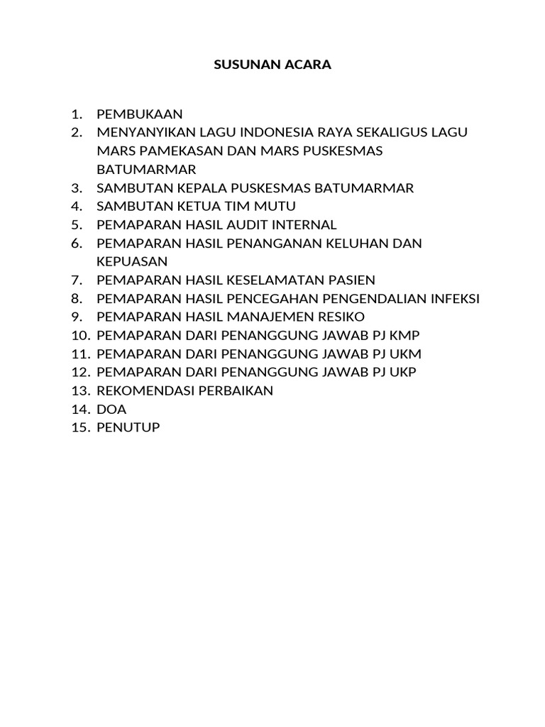 Susunan Acara | PDF