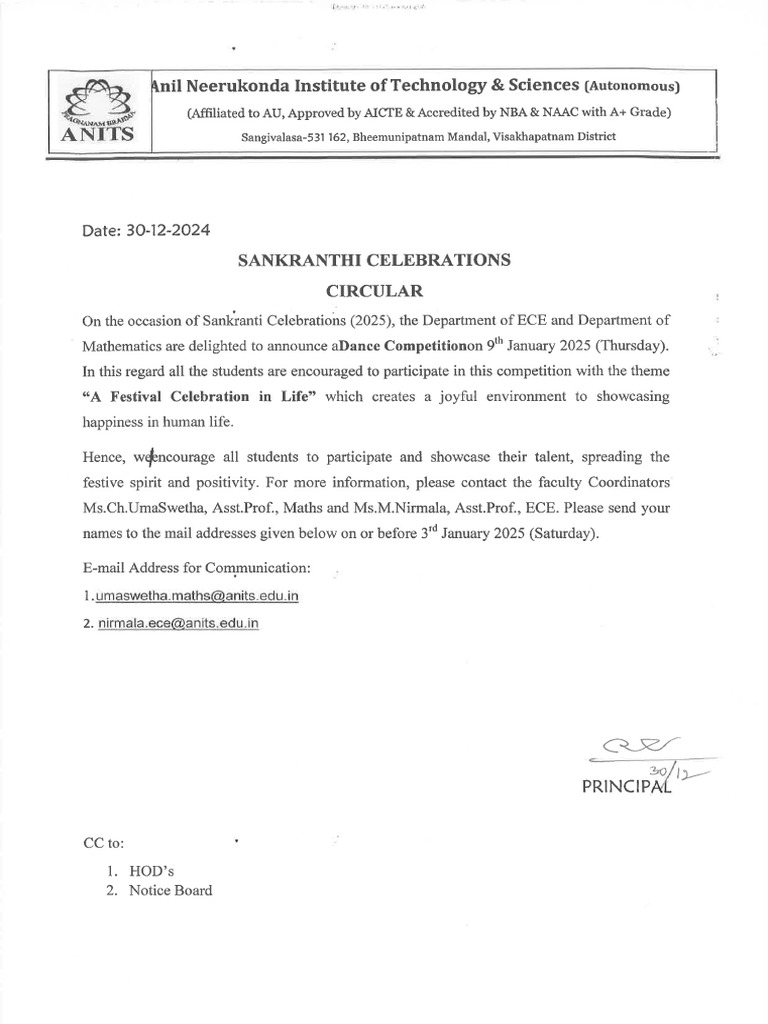 Sankranthi Celebrations Circular | PDF