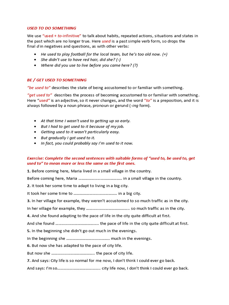 Be-Get Used To | PDF