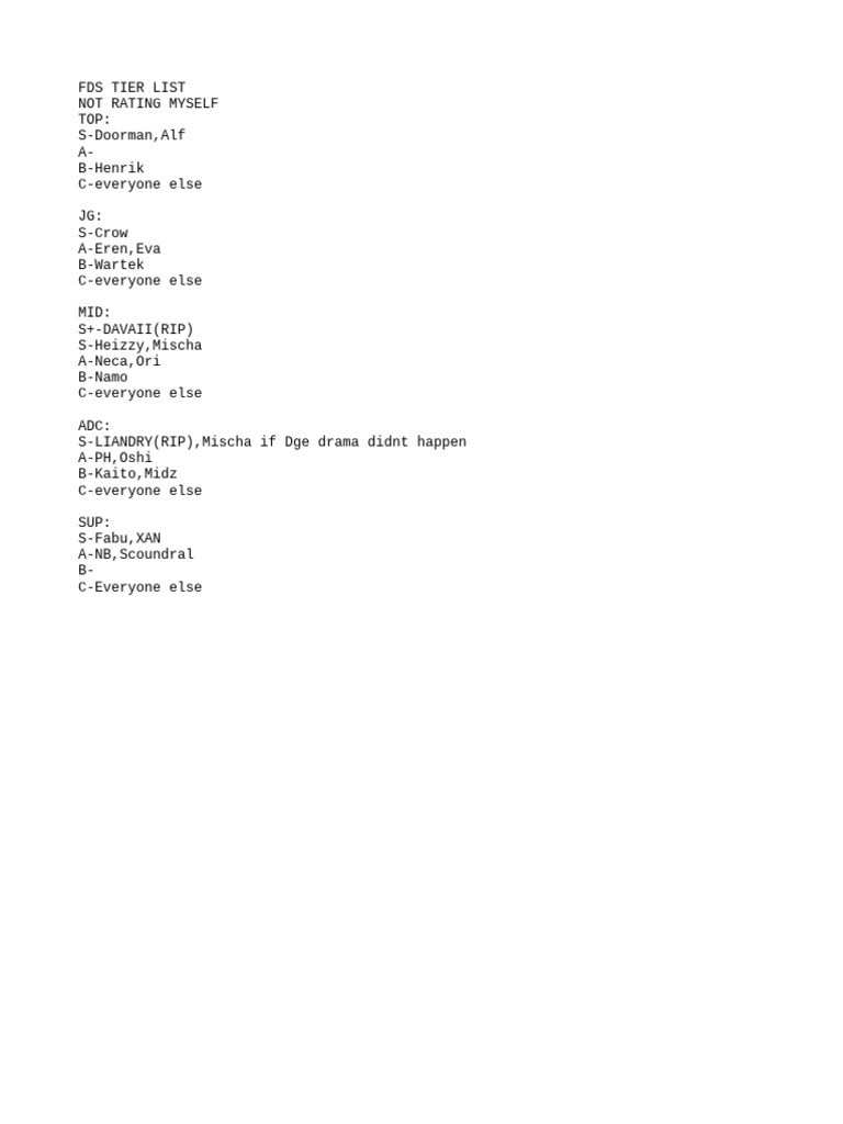 Fds Tier List | PDF