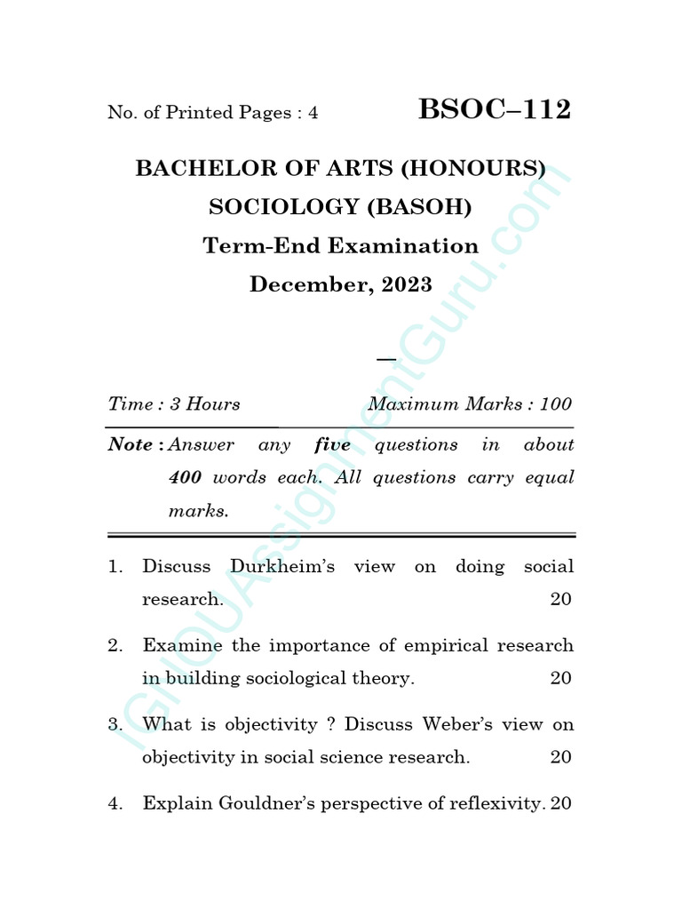 socio pyq 7 | PDF | Sociology | Behavioural Sciences