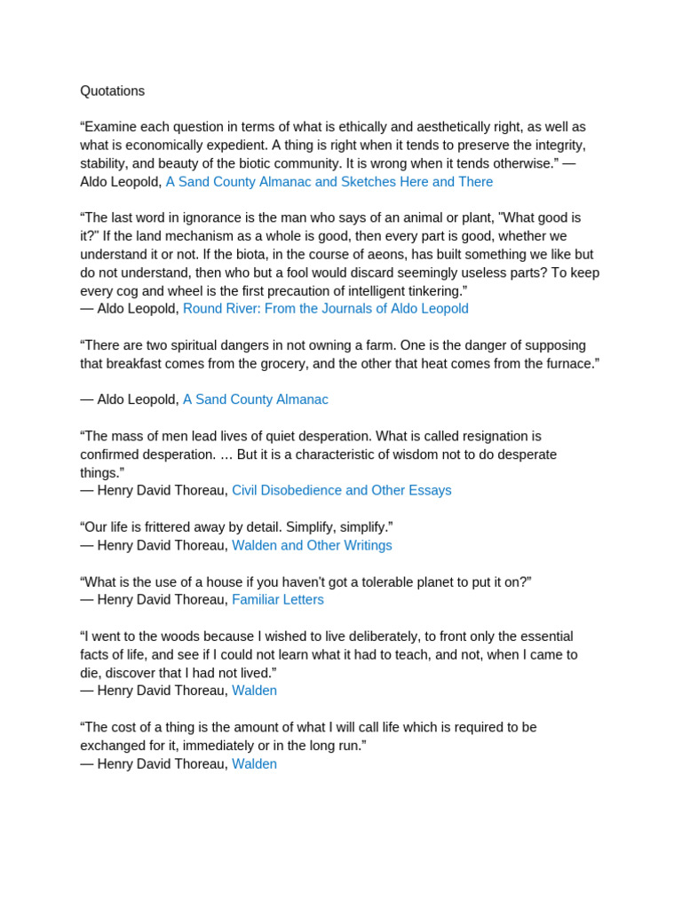 Quotations | PDF | Walden | Henry David Thoreau