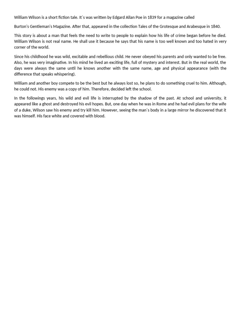 "William Wilson: A Tale of Duality" | PDF