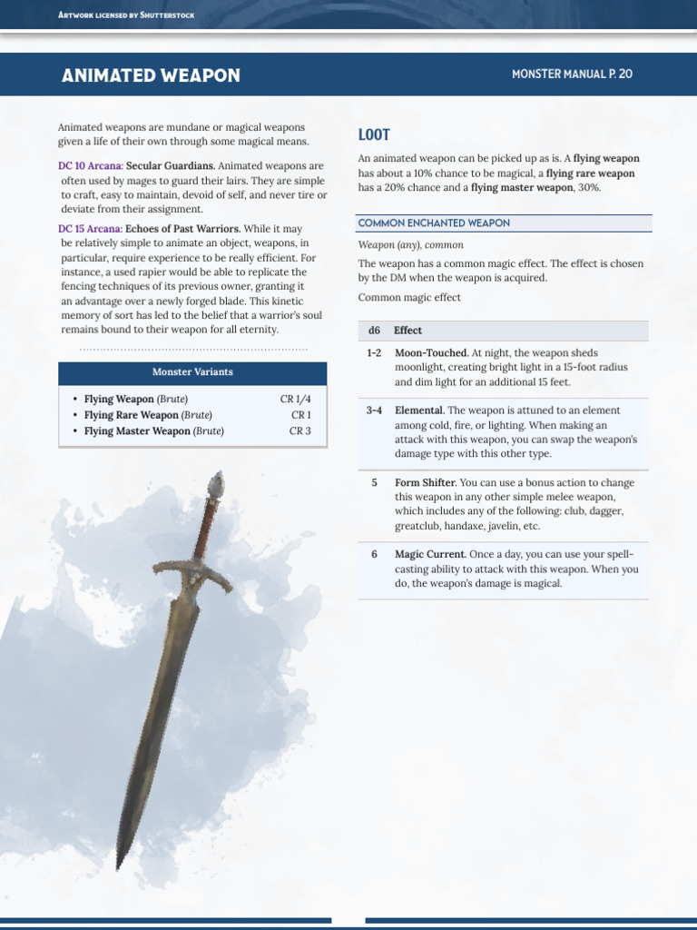 Adventure Trove - Animated Weapon | PDF | Spear | Sword