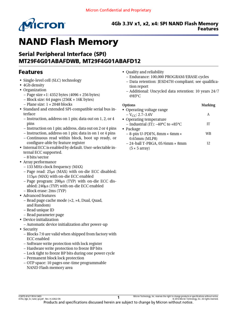 MT29F4G01ABAFDWB-ITF | PDF | Flash Memory | Damages