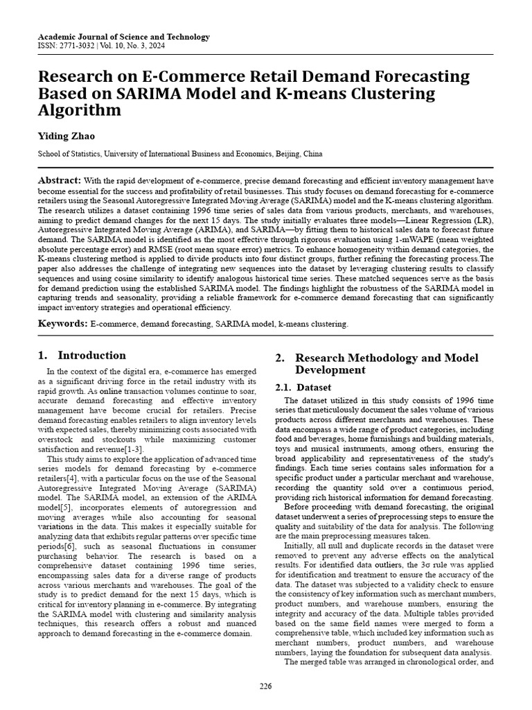 Research On E-Commerce Retail Demand Forecasting B | PDF ...