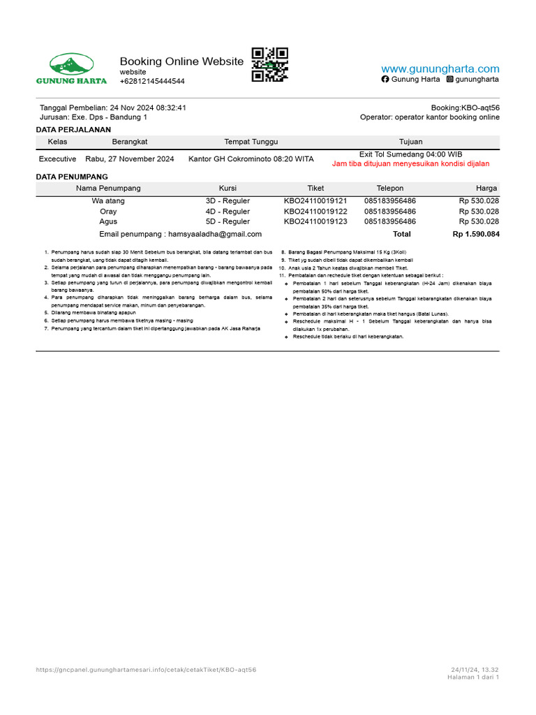 Tiket Gunung Harta 2 | PDF