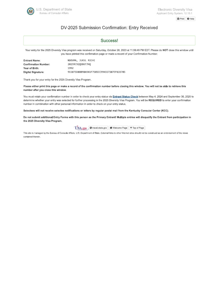DV Lottery 2025 | PDF