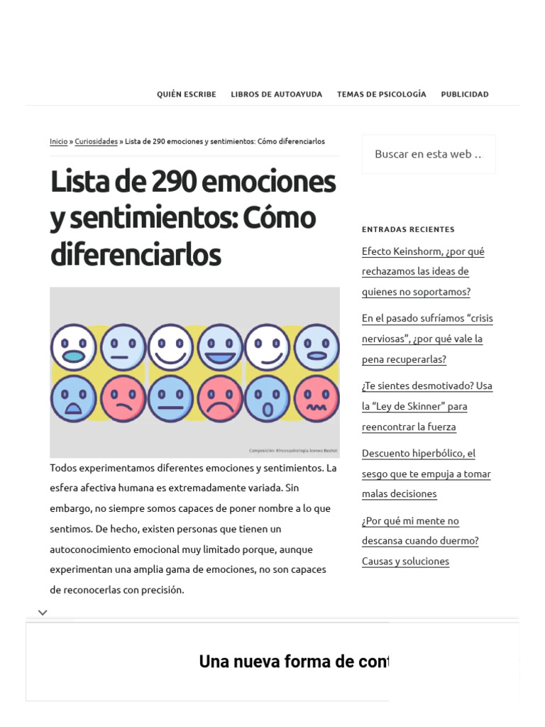 Lista de 290 emociones y sentimientos_ Cómo diferenciarlos | PDF | Las ...