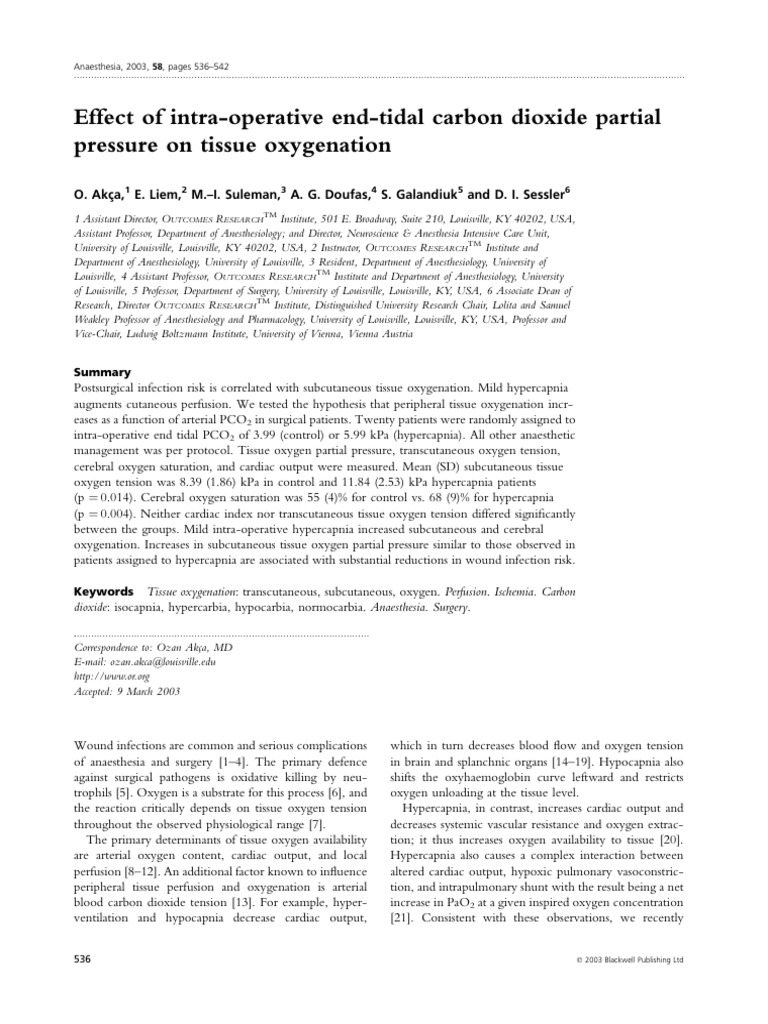 Anaesthesia - 2003 - Akça - Effect of Intra Operative End Tidal Carbon ...