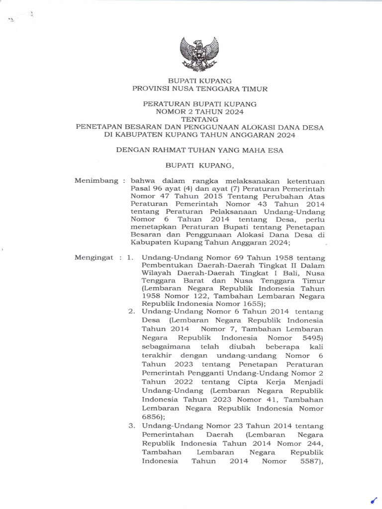 Perbup No. 2 Tahun 2024 ADD | PDF